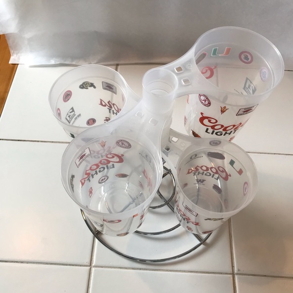Dining | 4 Ncaa Coors Light Pint Draught Tower Plastic Cups With Metal ...